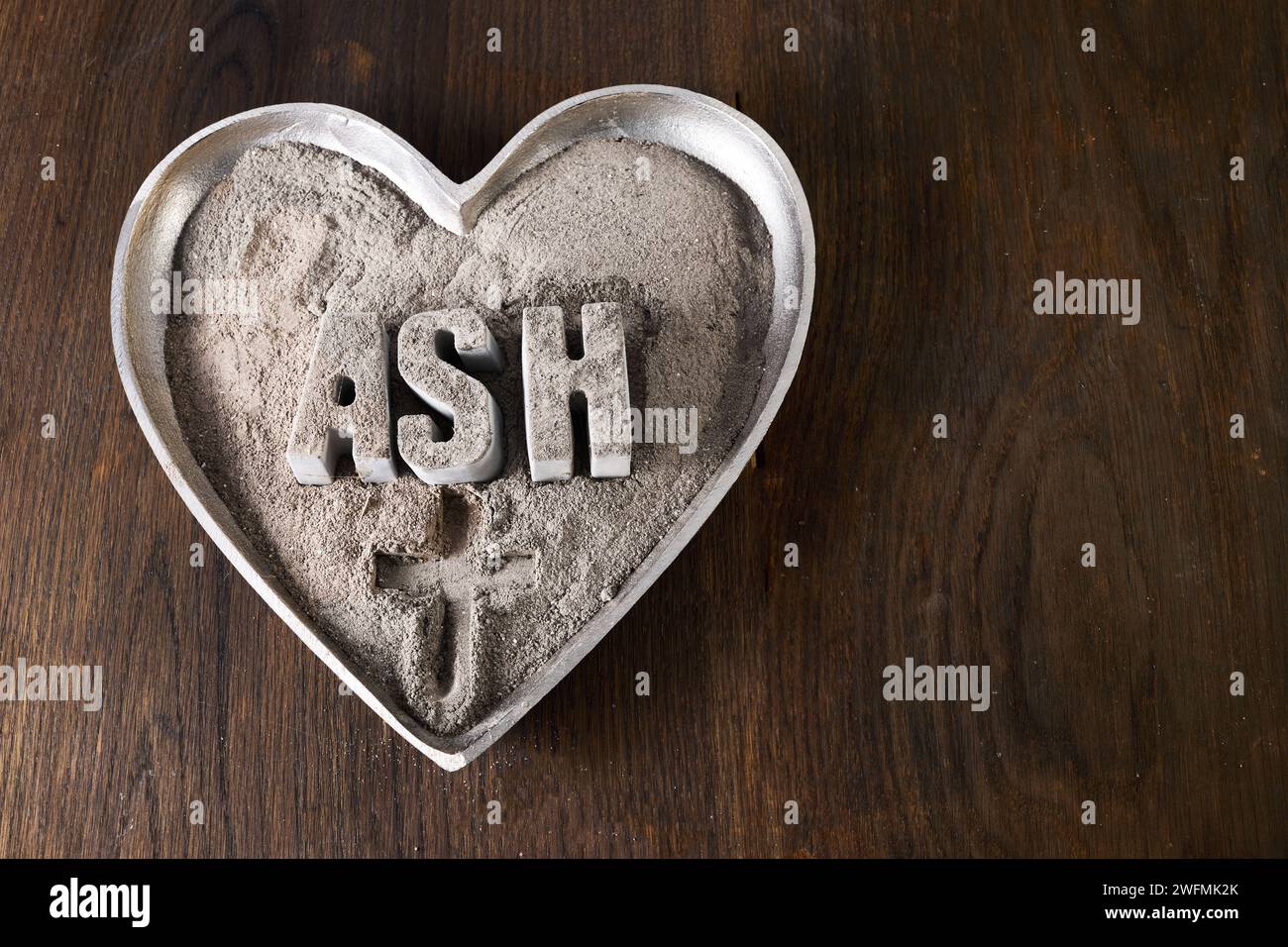 Ash wednesday, crucifix made of ash, dust as christian religion. Lent ...