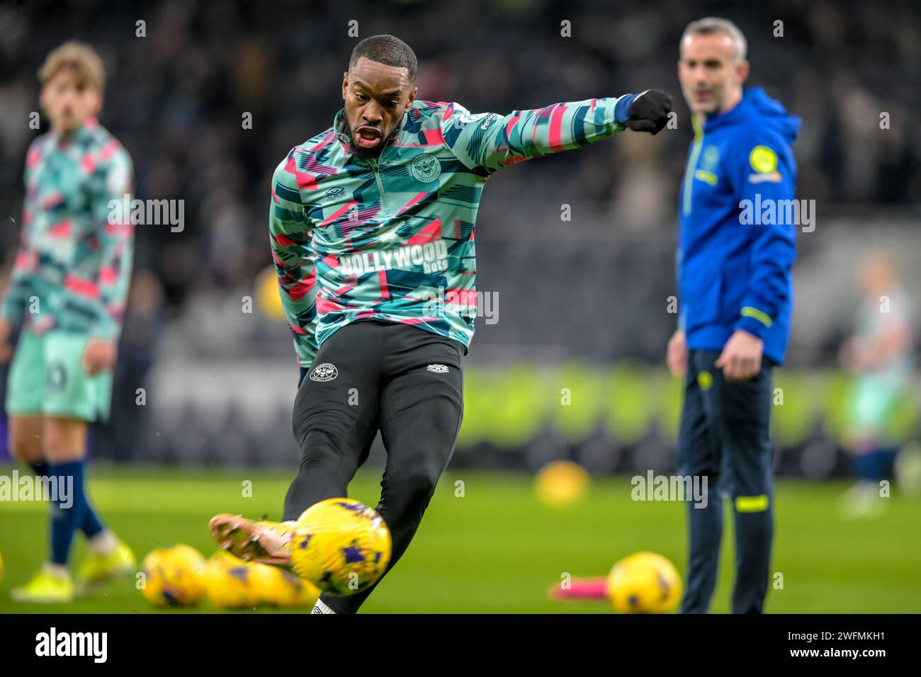 Ivan Toney of Brentford FC warms up before the Premier League match ...