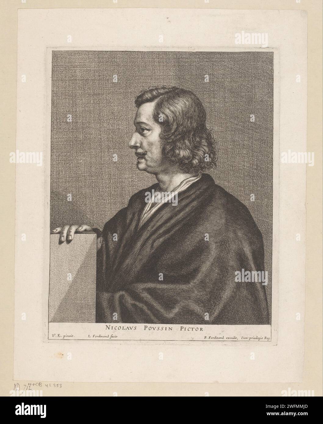 Portret van Nicolas Poussin, Louis Ferdinand i Elle, after monogrammist ...
