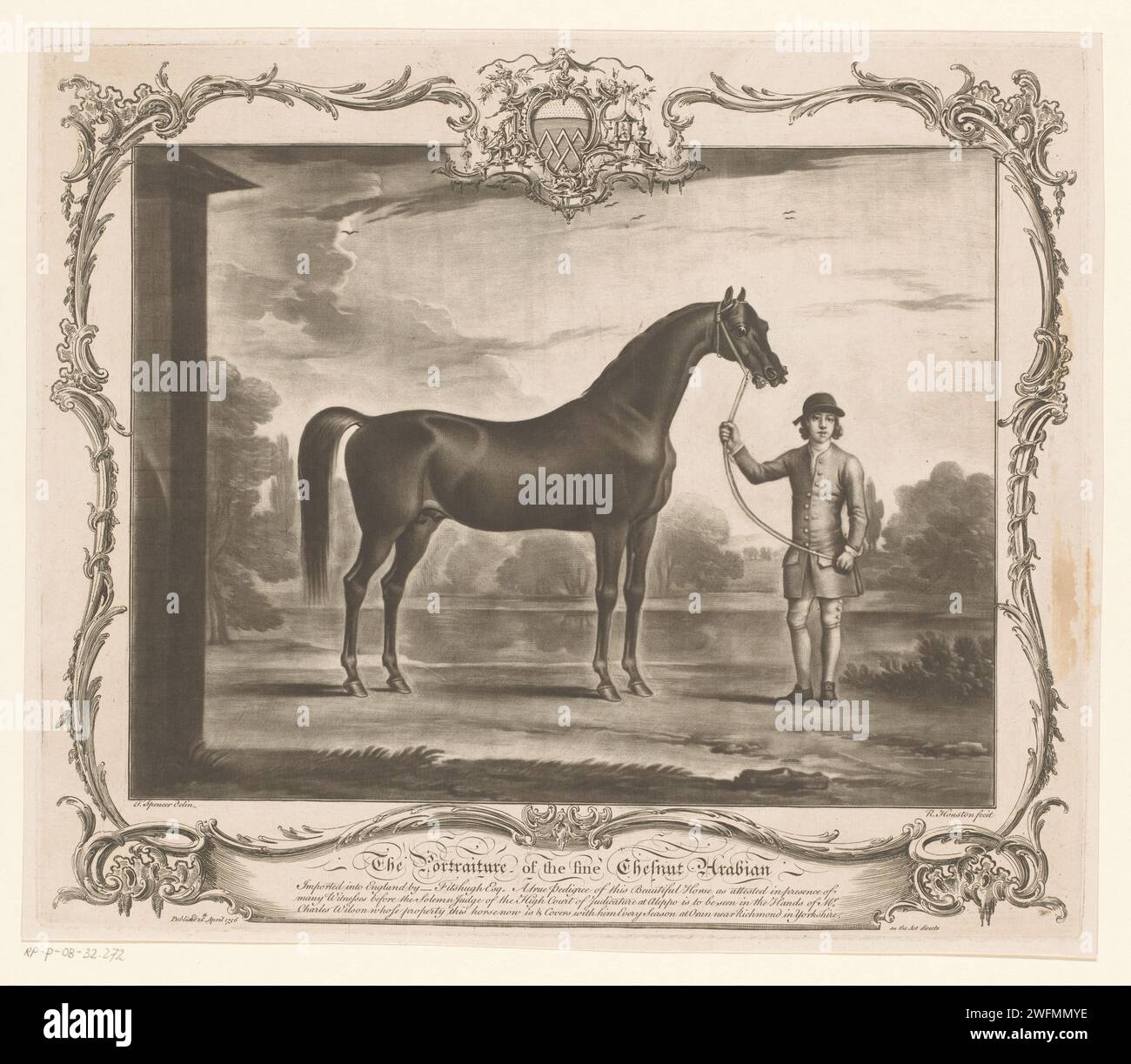 Racepaard met jockey, Richard Houston, after Thomas Spencer, 1756 print ...