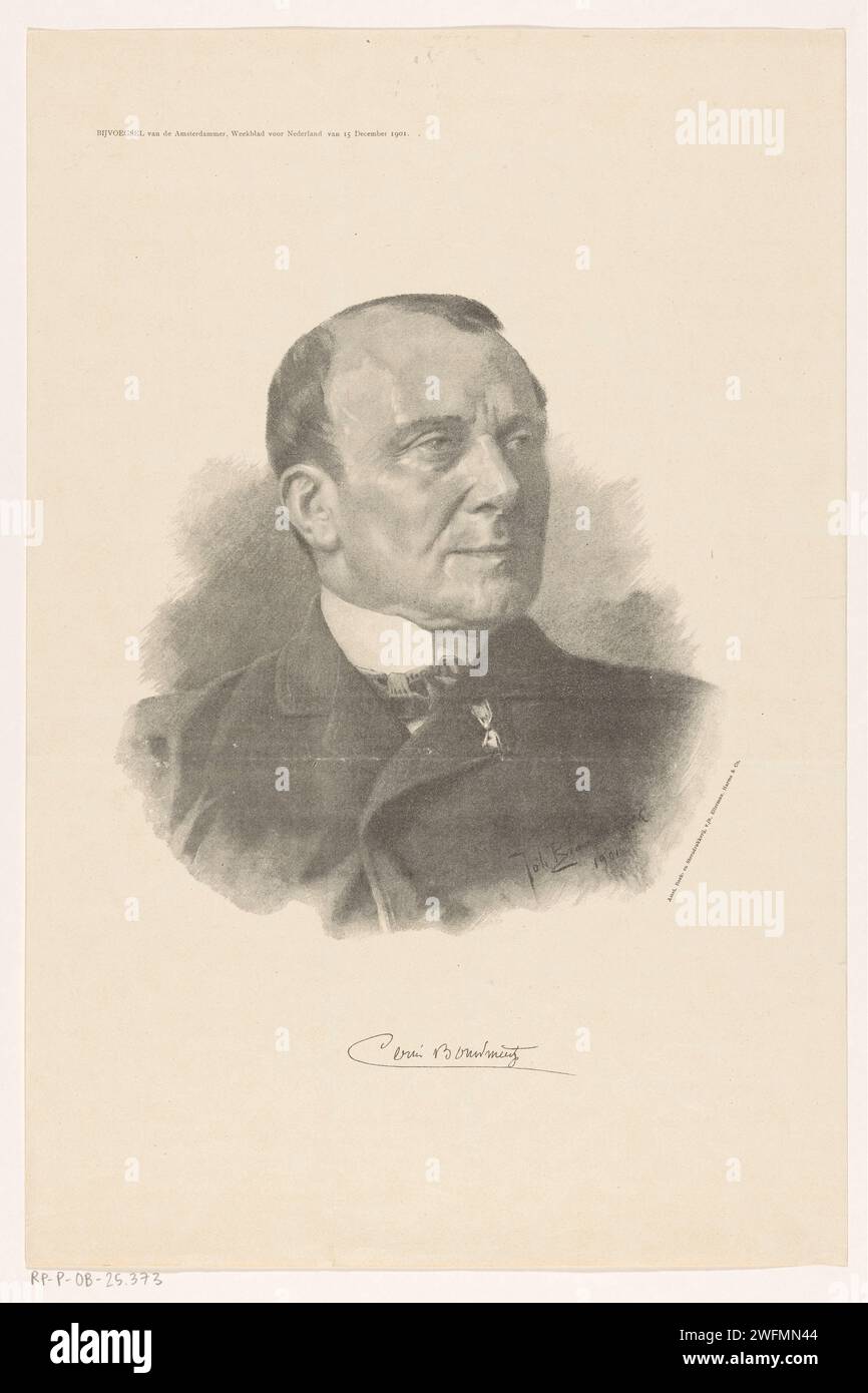 Portrait of Louis Bouwmeester, Johan Braakensiek, 1901 print Under the ...