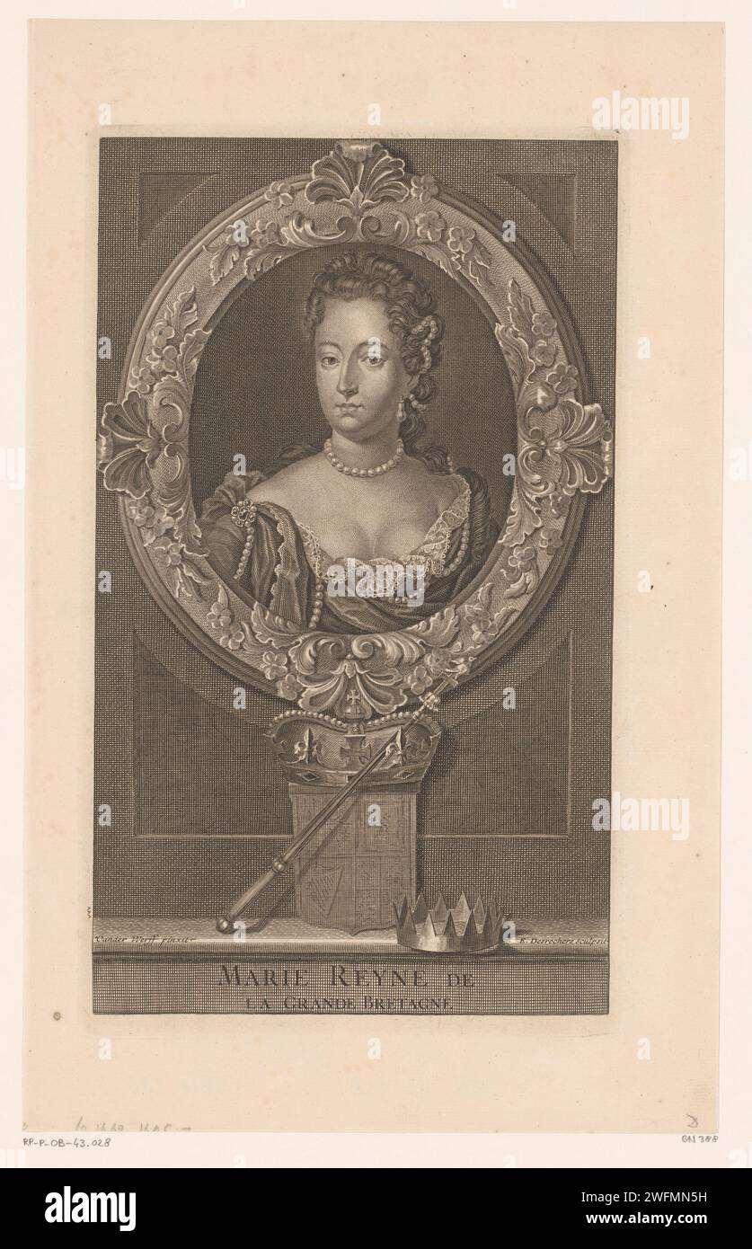 Portrait of Queen Maria II Stuart, Etienne Desrochers, After van der ...