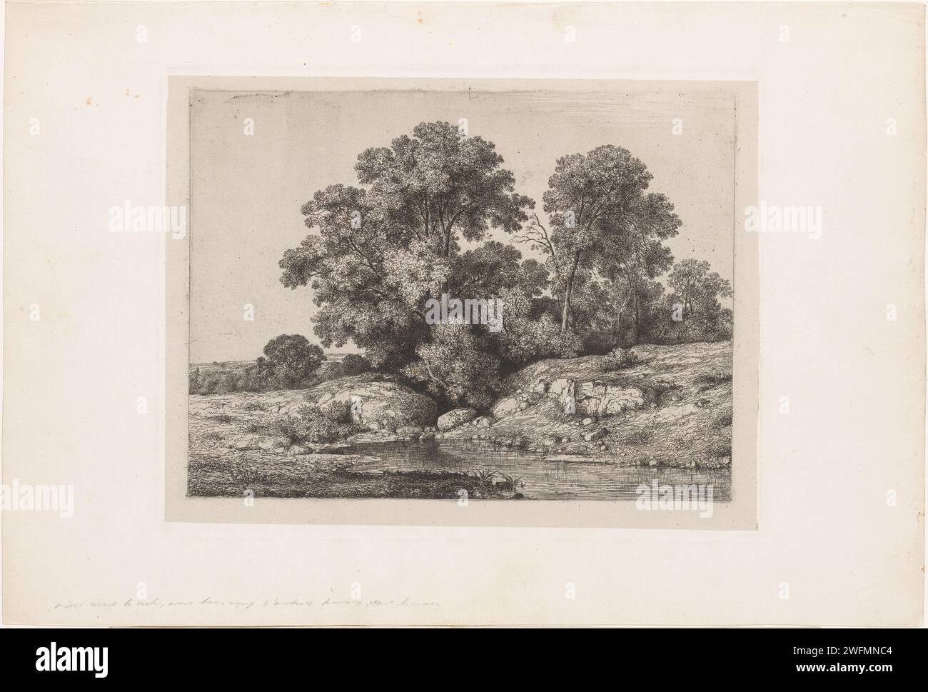 Poel at the foot of a group of trees, Jean Alexis Achard, 1850 print ...