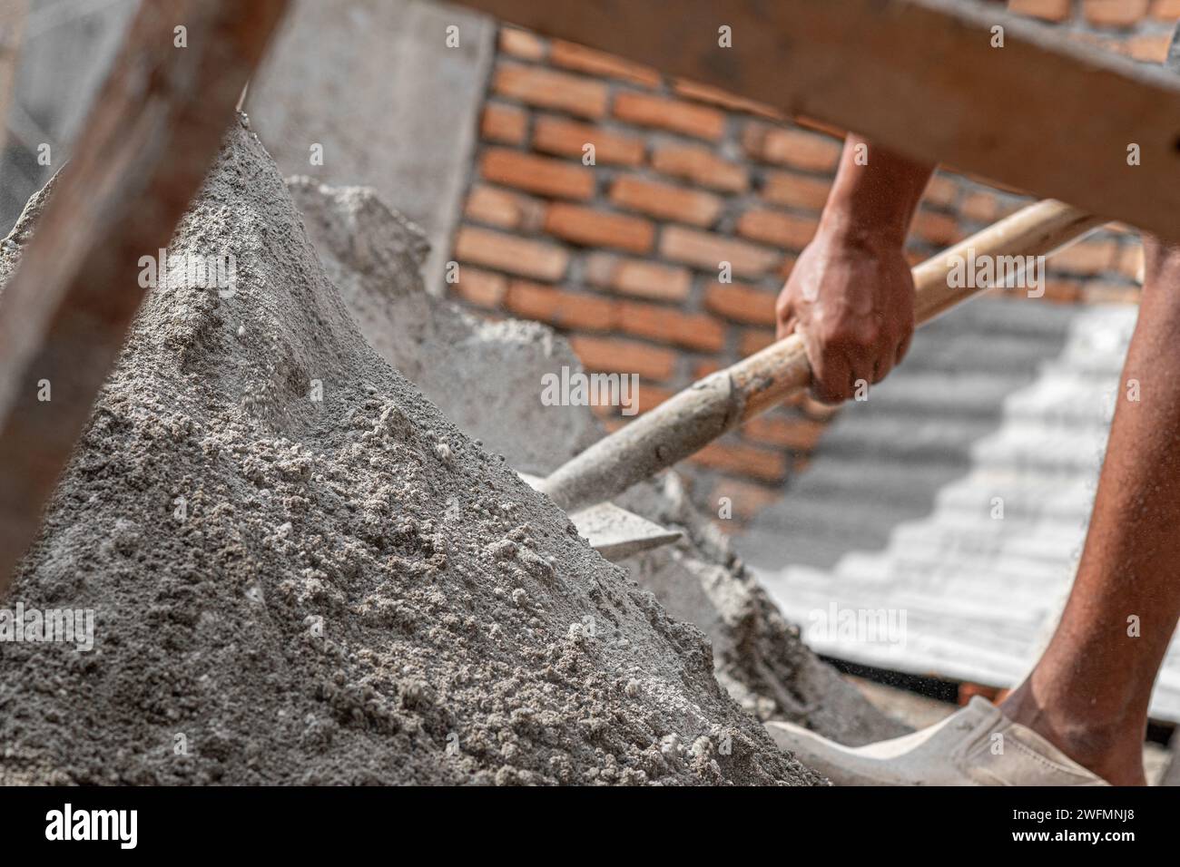 Asian construction workers doing their works in the morning. Building ...