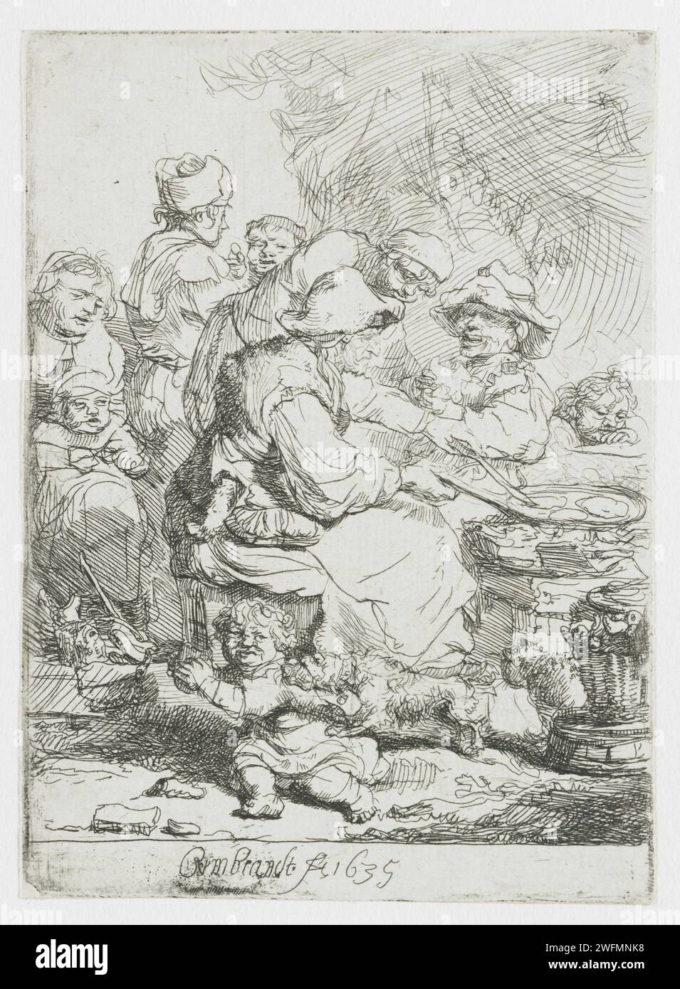 The Pancake Woman, Rembrandt van Rijn, 1635 print paper etching ...