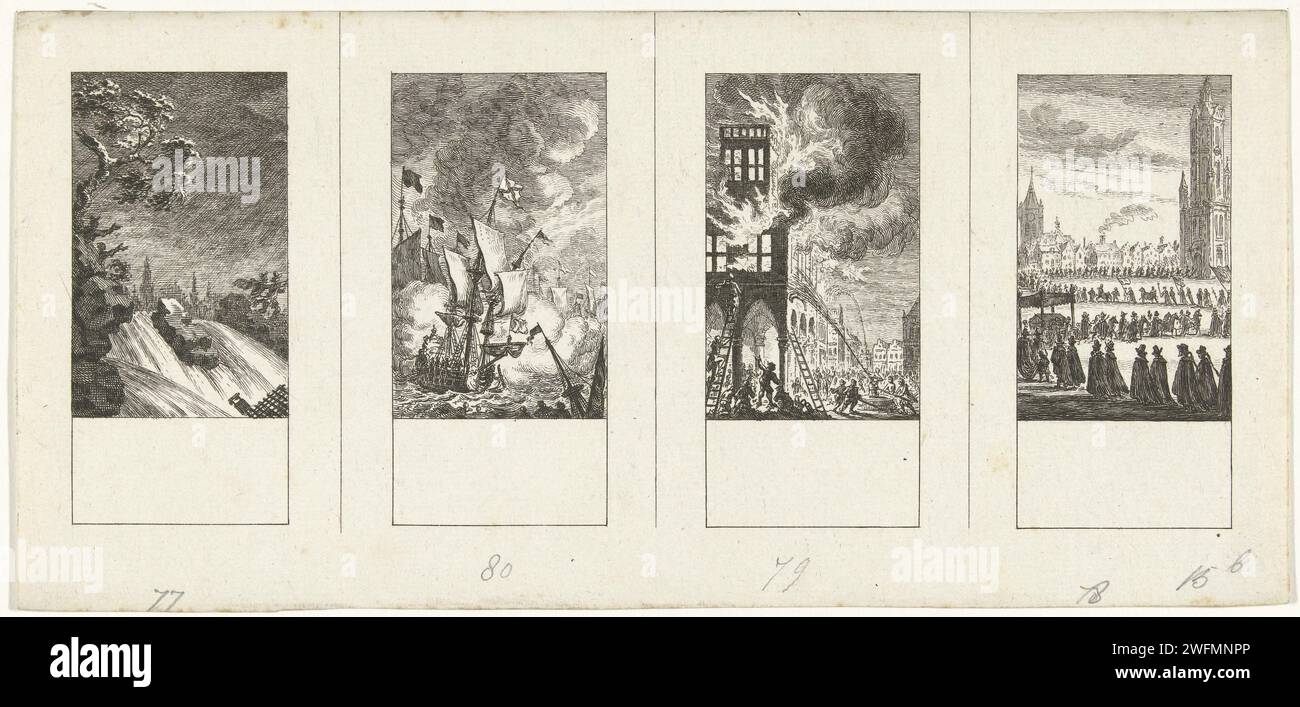 Four episodes from national history, Simon Fokke, 1722 - 1784 print ...