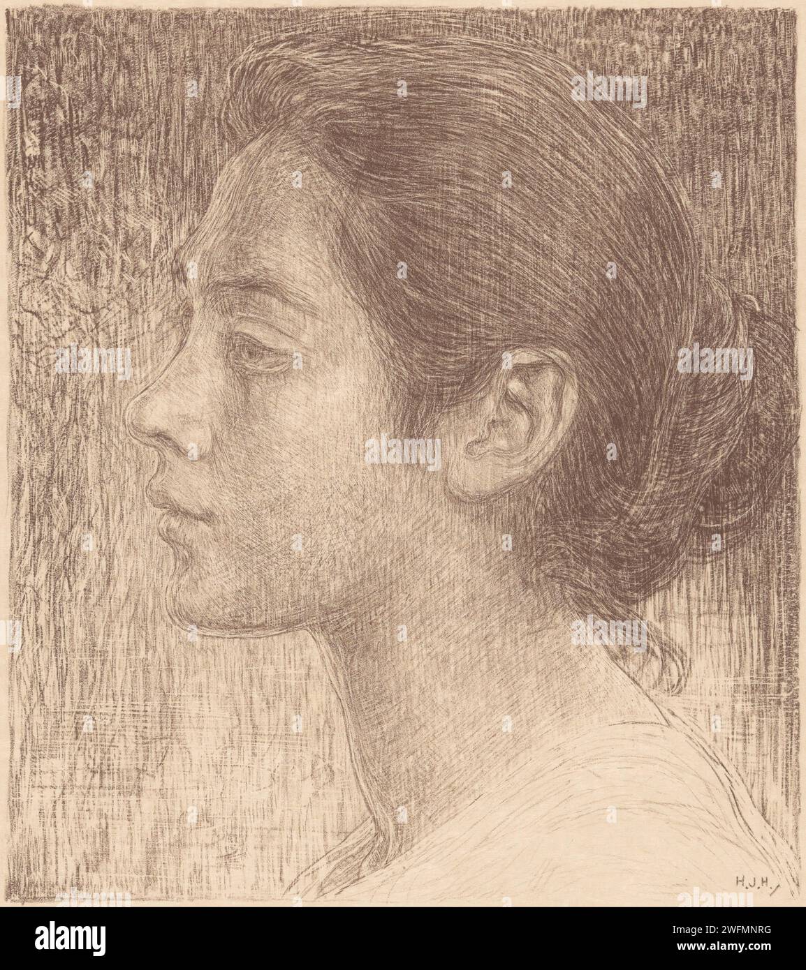 Portrait of an unknown woman, Hendrik Johannes Haverman, 1867 - 1928 print The woman has learned ...