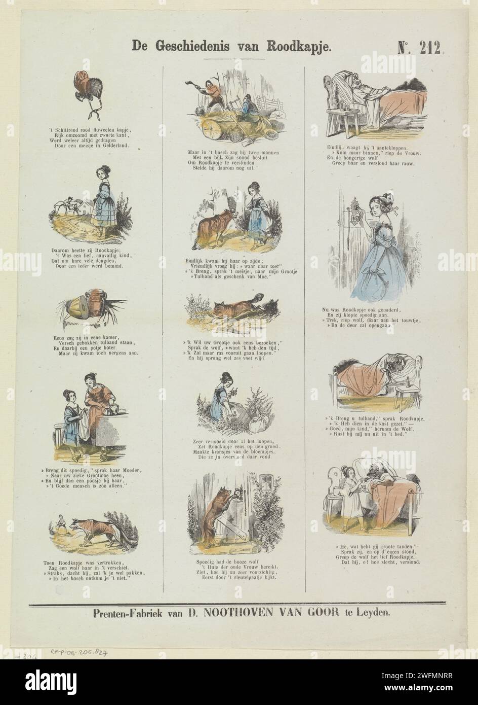 The History of Little Red Riding Hood, 1850 - 1881 print Leaf with 14 ...