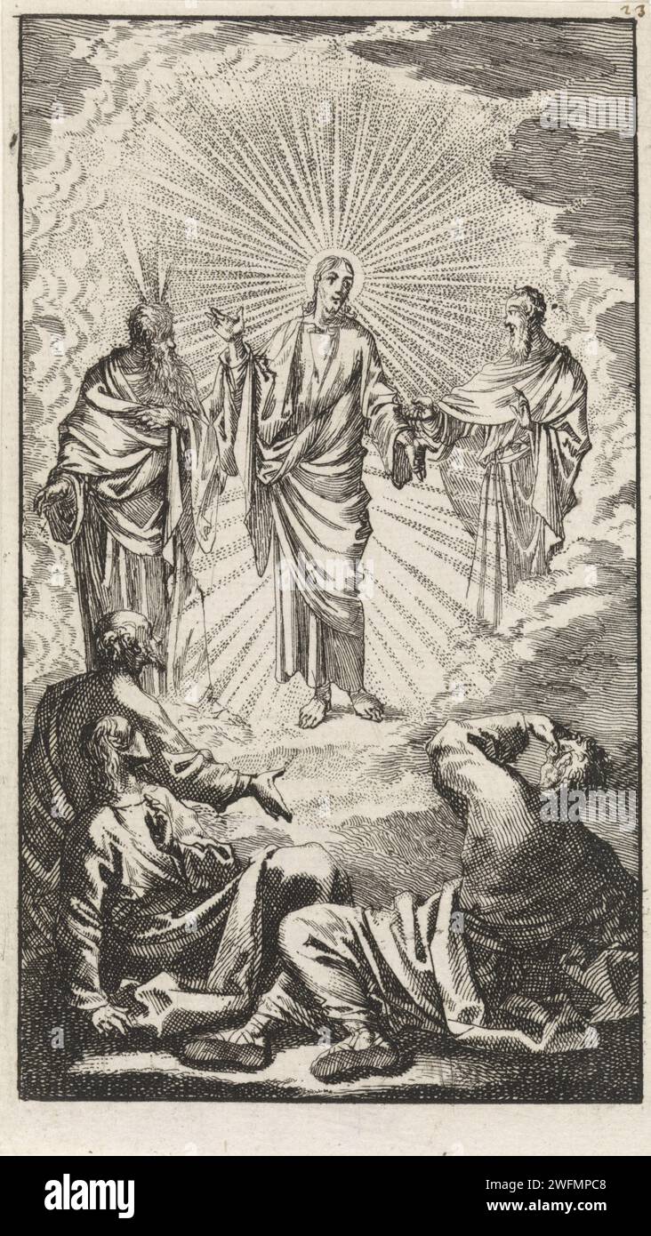 Transfiguration of Christ on the Berg Tabor, Jan Luyken, 1712 print ...