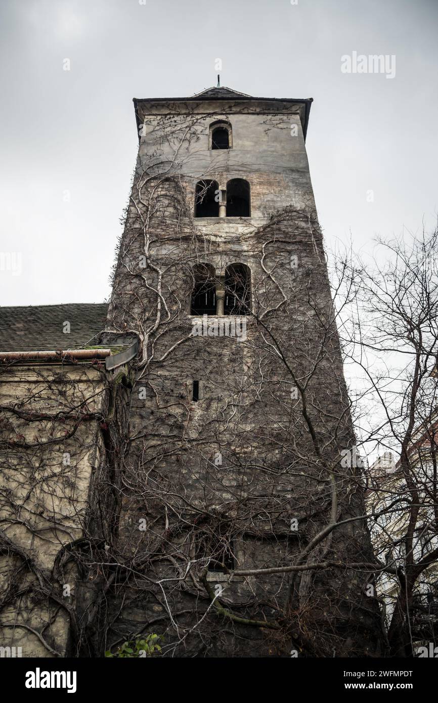 Belltower of St. Rupert's Church in Vienna. Ruprechtskirche - the ...
