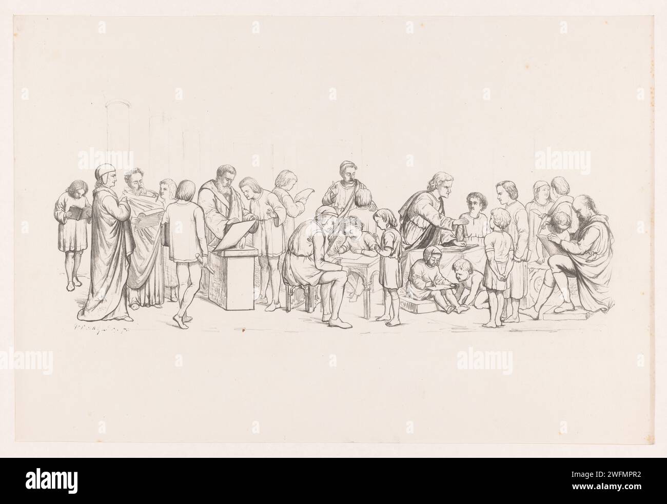Writing, Wilhelmus Petrus van Geldorp, 1872 print Teachers and students ...