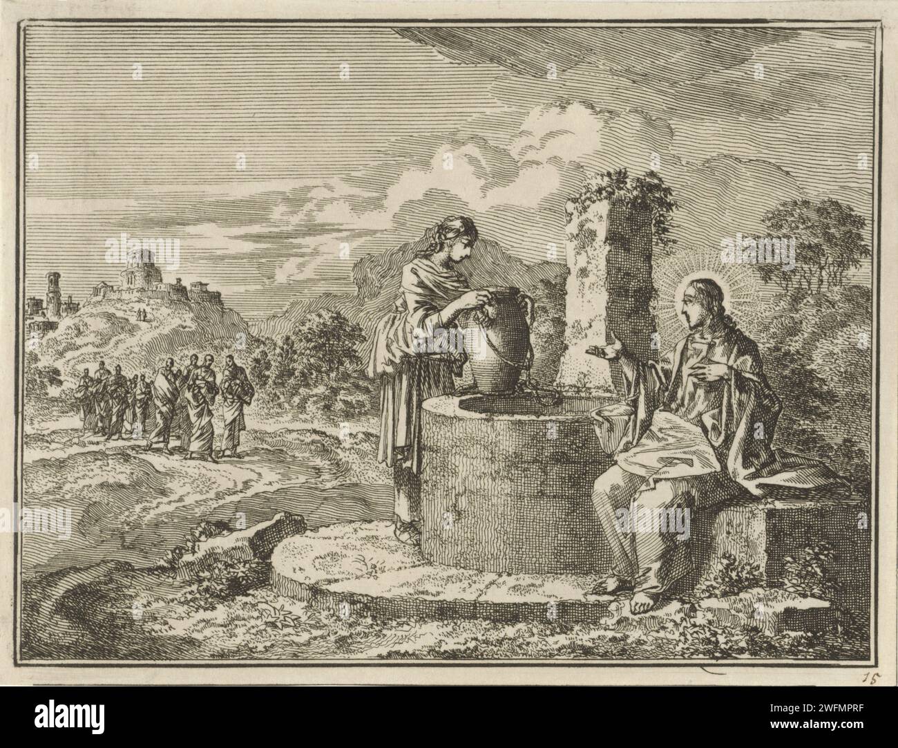 Christ and the Samaritan woman, Jan Luyken, 1712 print Amsterdam paper etching Christ and the ...