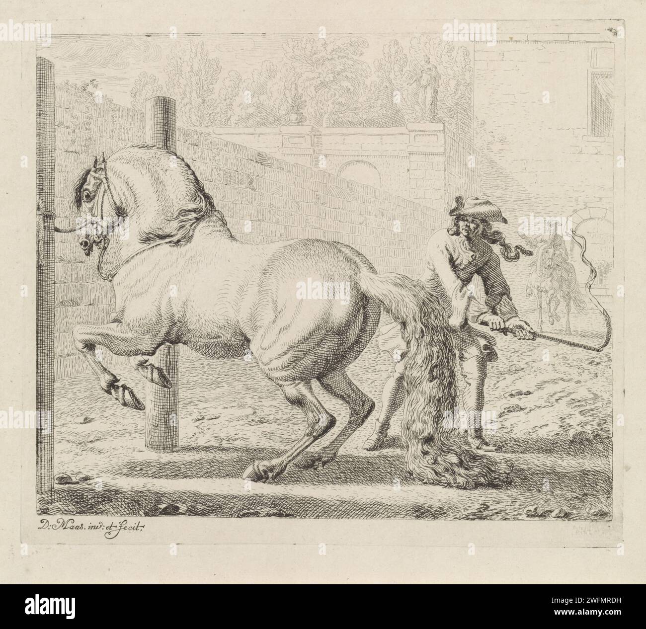 Man with whip by a horse, Dirk Maas, 1669 - 1717 print Man with a whip ...