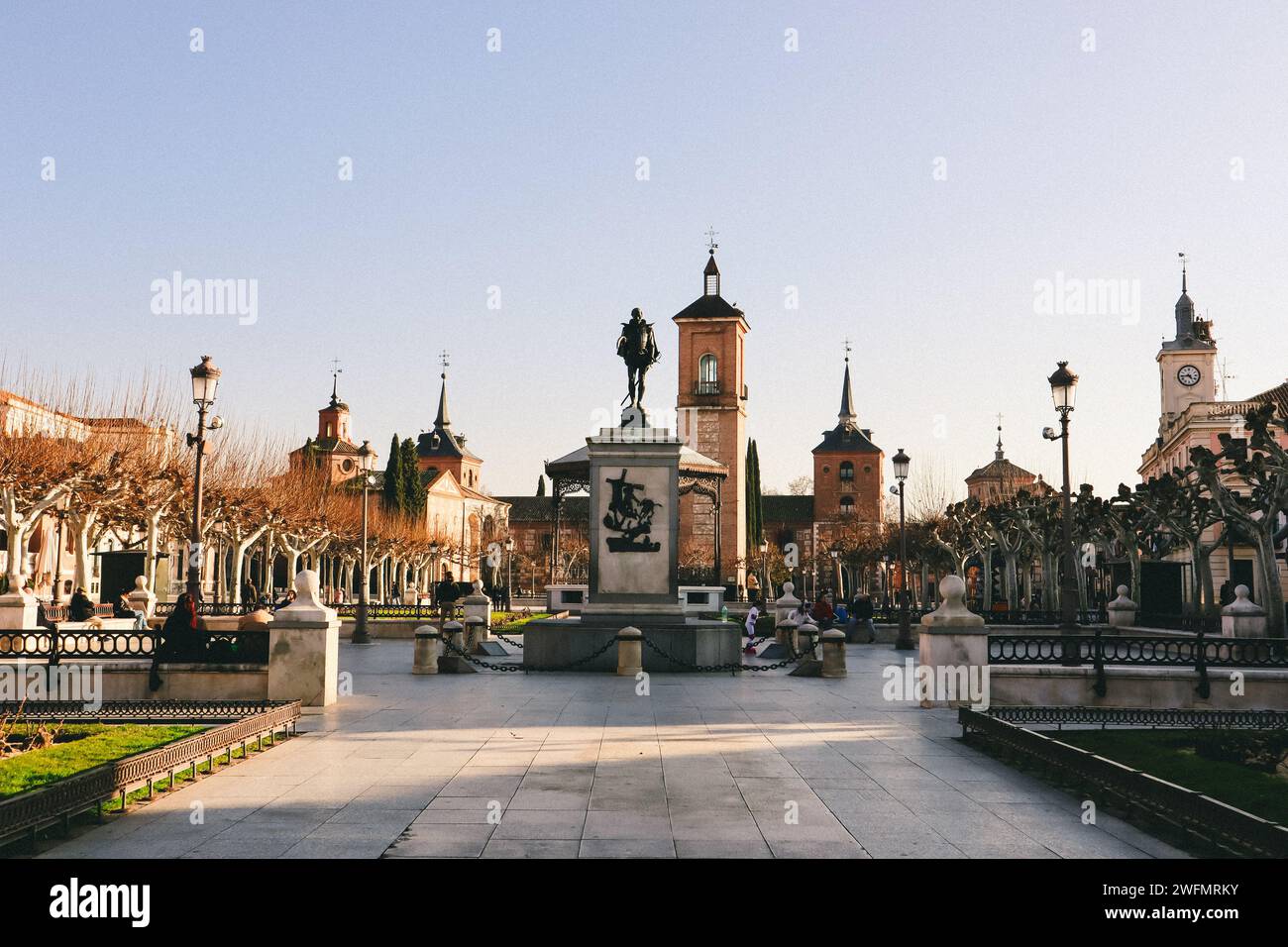 Alcala de Henares, Spain. January 31, 2024 Monument to Cervantes in the ...
