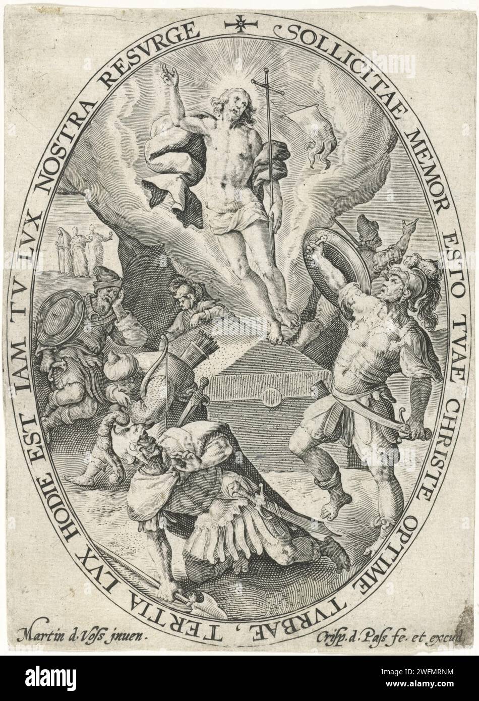Resurrection of Christ, Crispijn van de Passe (I), After Maerten de Vos, 1574 - 1637 print ...
