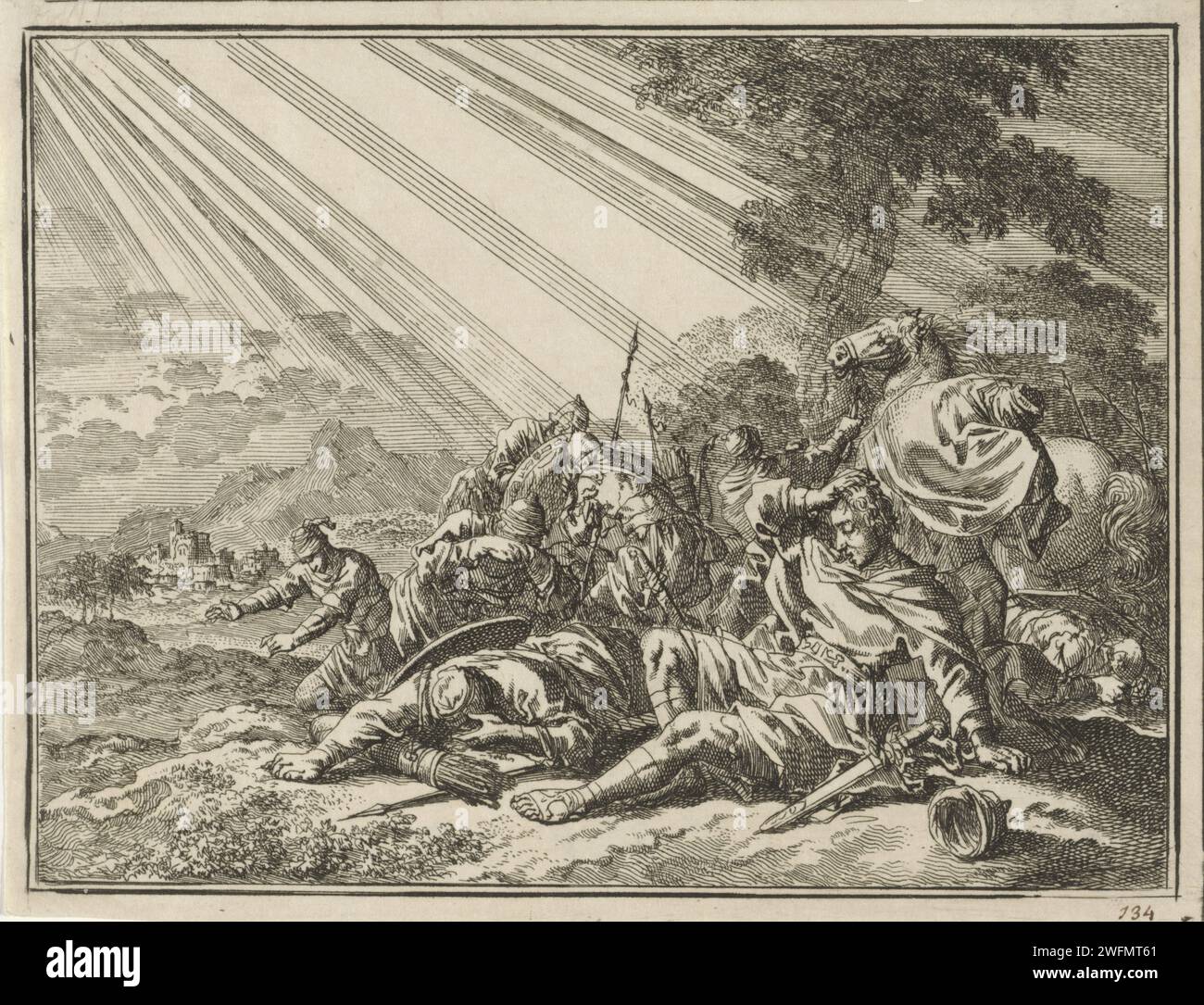 Conversion of Paulus, Jan Luyken, 1712 print Amsterdam paper etching on the way to Damascus ...