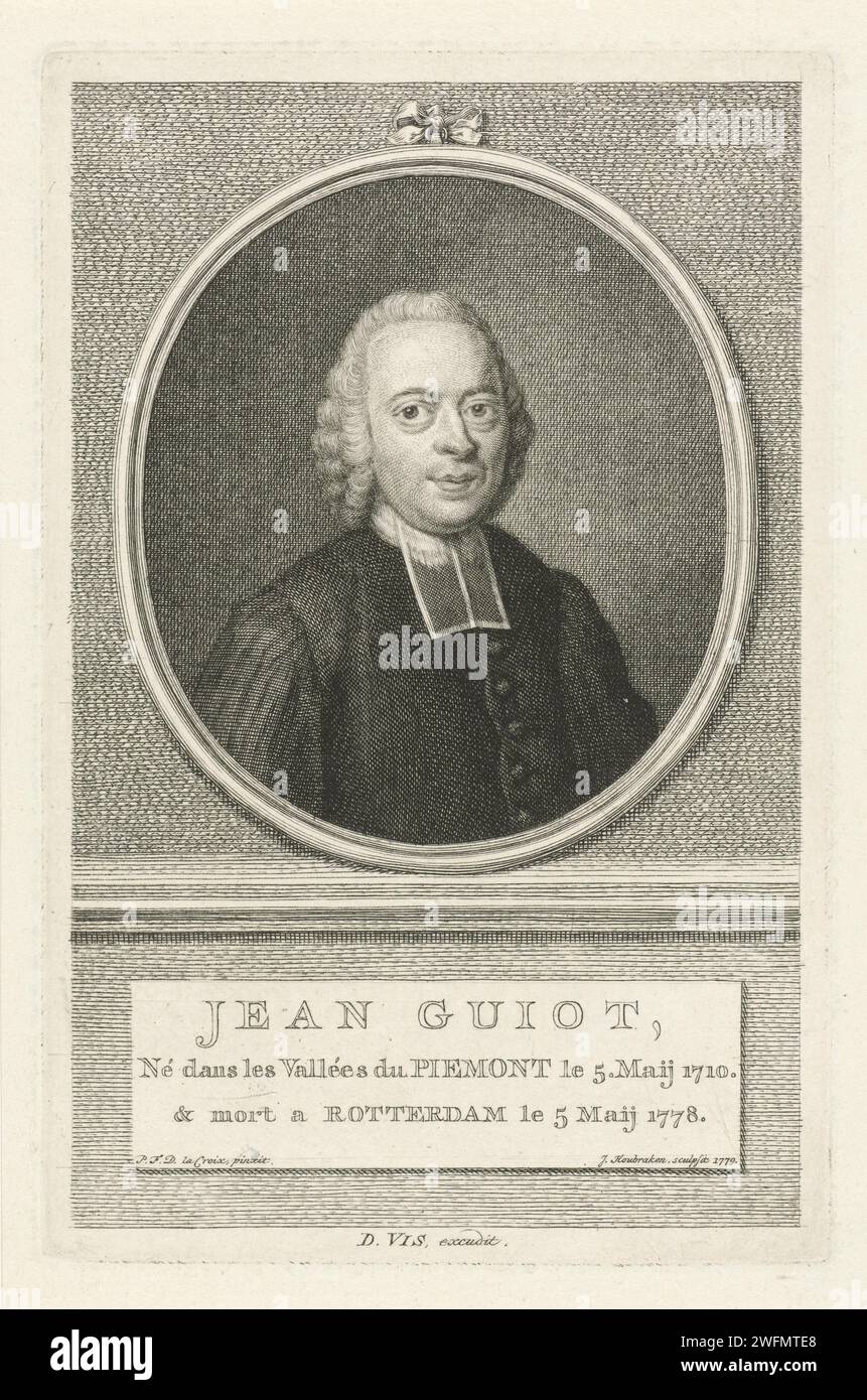 Portrait of Jean GUIOT, Jacob Houbraken, after Pieter Frederik de la ...