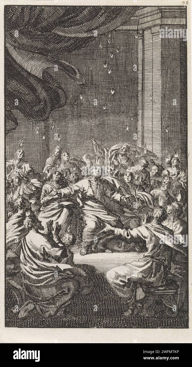 Exit of the Holy Spirit, Jan Luyken, 1712 print Amsterdam paper etching Pentecost: the Holy ...