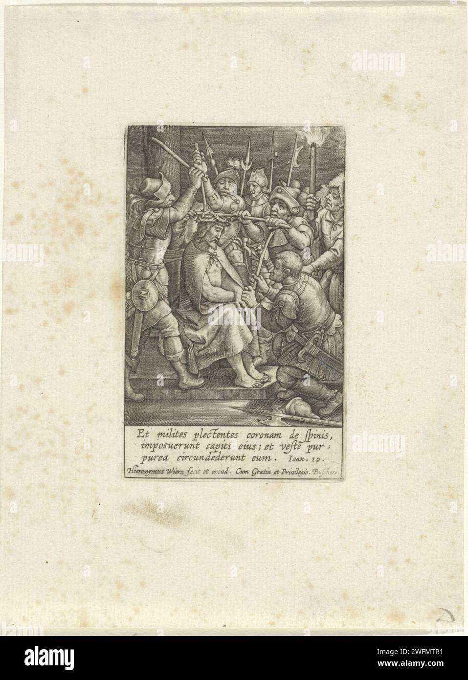 Doornenkring van Christus, Hieronymus Wierix, 1563 - Before 1619 print Two soldiers with sticks ...