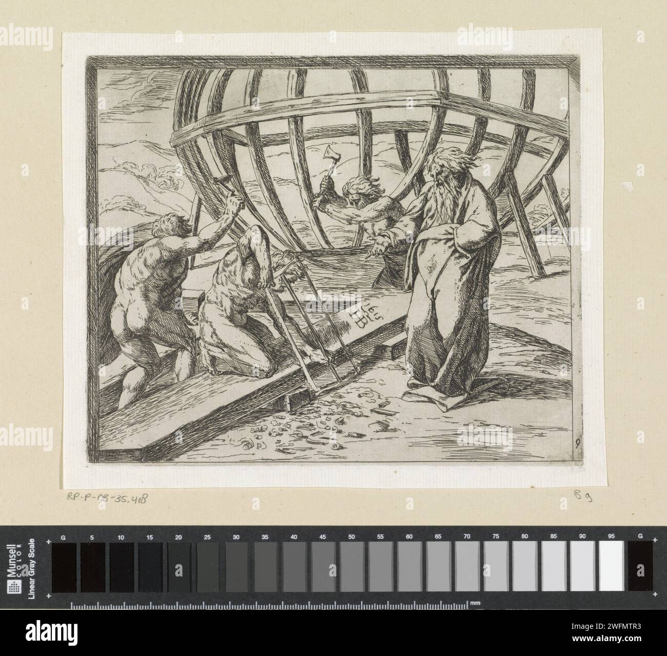 Noah builds the Ark, Orazio Borianni, After Rafaël, 1615 print Noah and ...