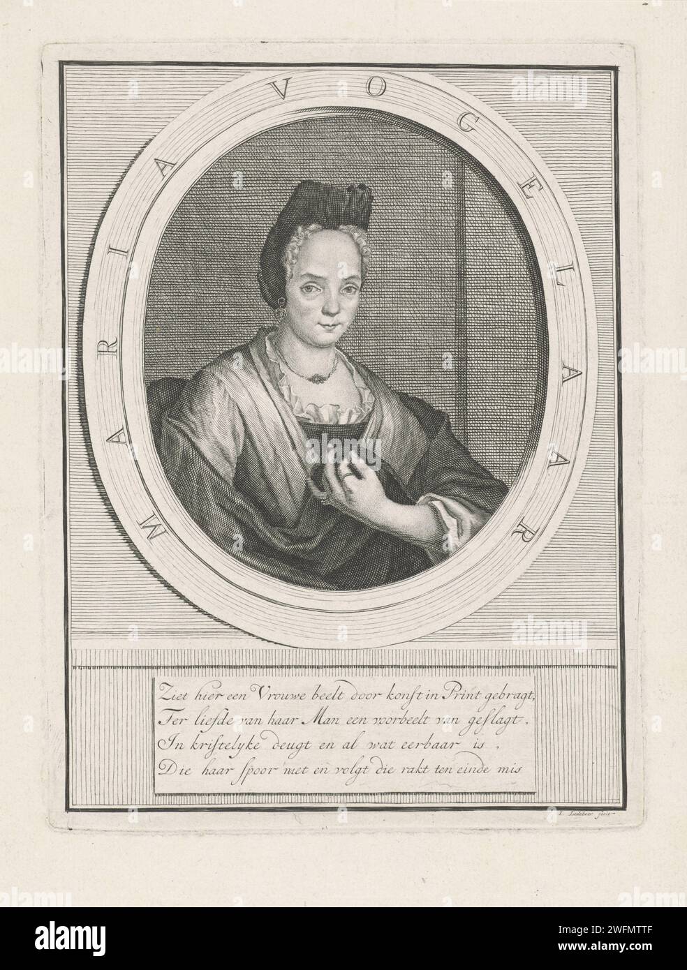 Portrait of Maria Vogelaar, Isaac Ledeboer, 1702 - 1749 print Portrait ...