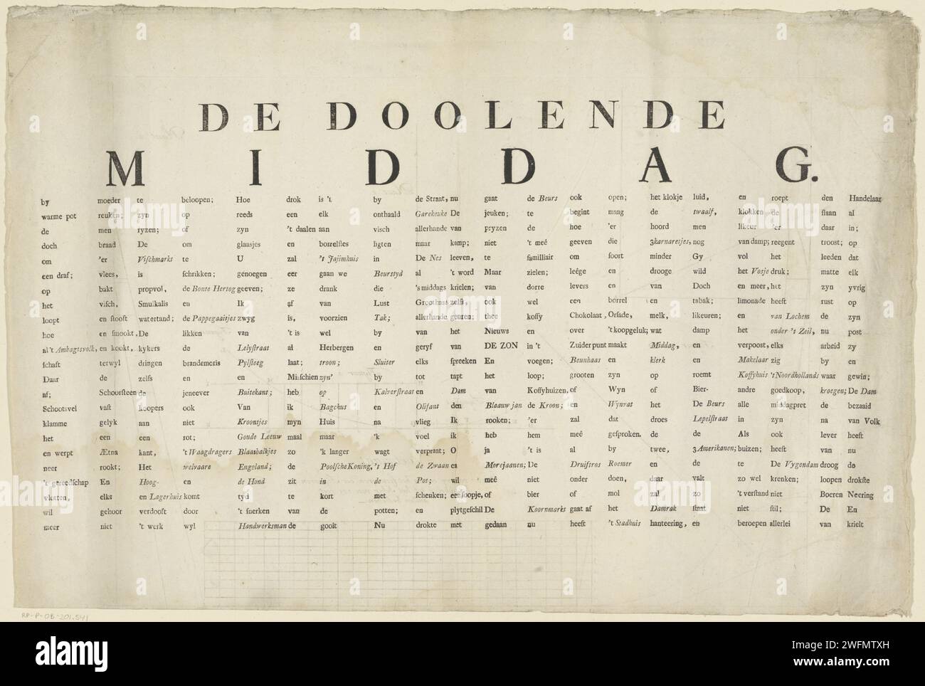The Doolende Midden, 1750 - 1799 print Game with 20 rows with 23 words ...