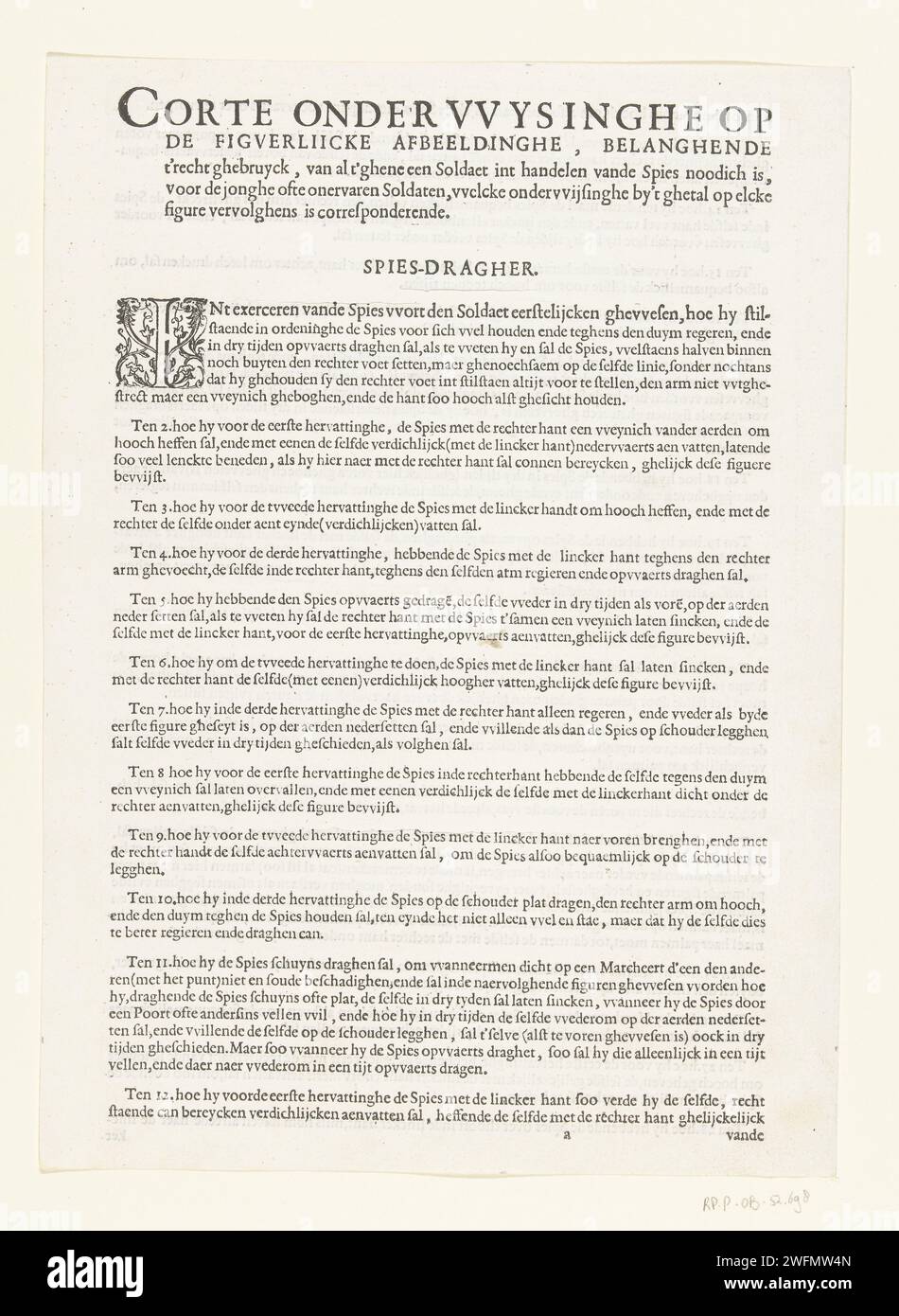 Text about the use of the skewers in the arms handling of Roers ...