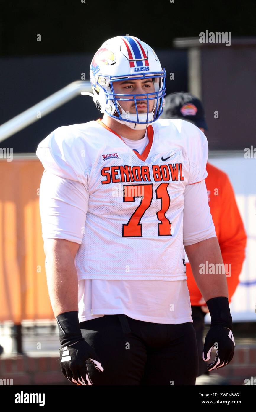 MOBILE, AL - JANUARY 31: National offensive lineman Dominick Puni of ...