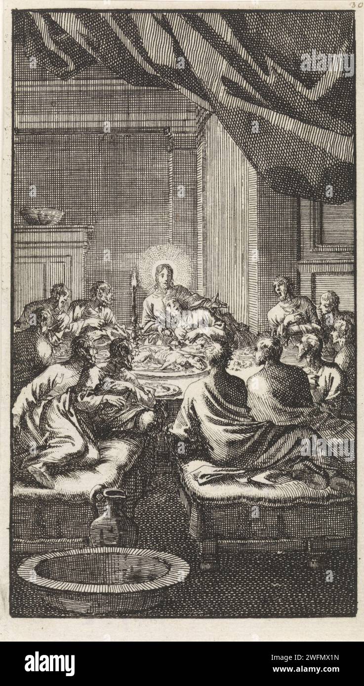 Last Supper, Jan Luyken, 1712 print Amsterdam paper etching Last Supper ...
