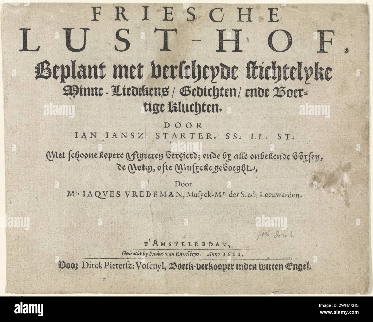 Title page for: Jan Jansz Starter, Friesche Lust-Hof, 1621, Paulus ...