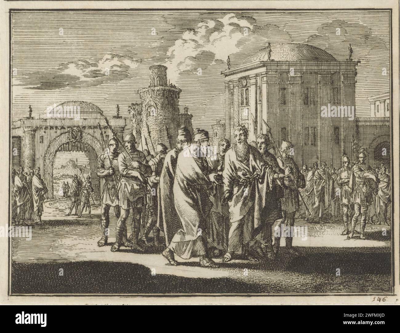 Praise Paul is brought in by Roman soldiers Rome, Jan Luyken, 1712 ...