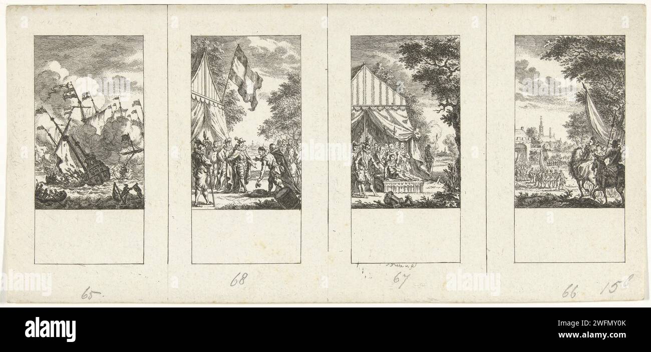 Four episodes from national history, Simon Fokke, 1722 - 1784 print ...