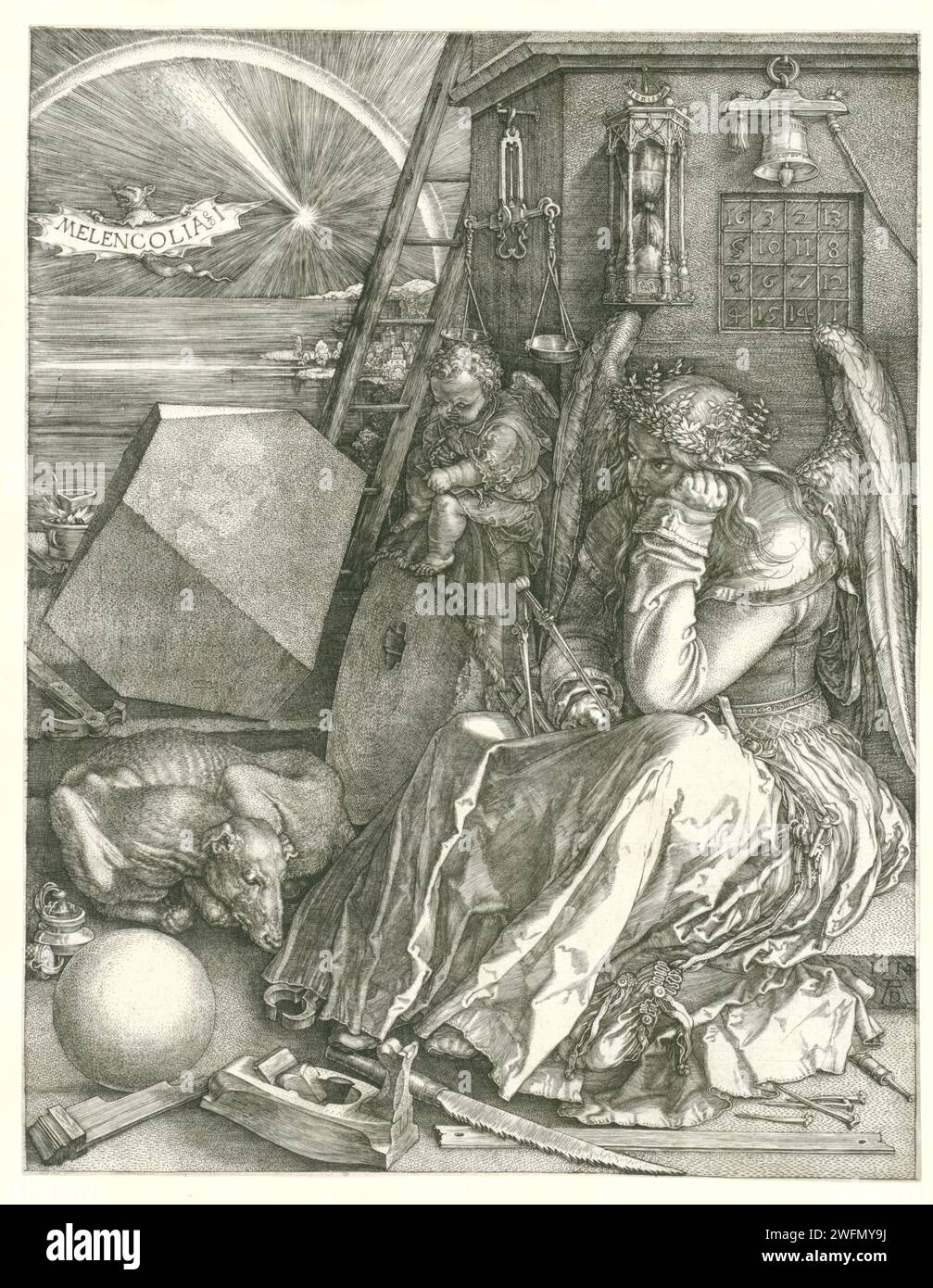 Melancholia, Albrecht Dürer, 1514 print The melancholic temperament, in ...