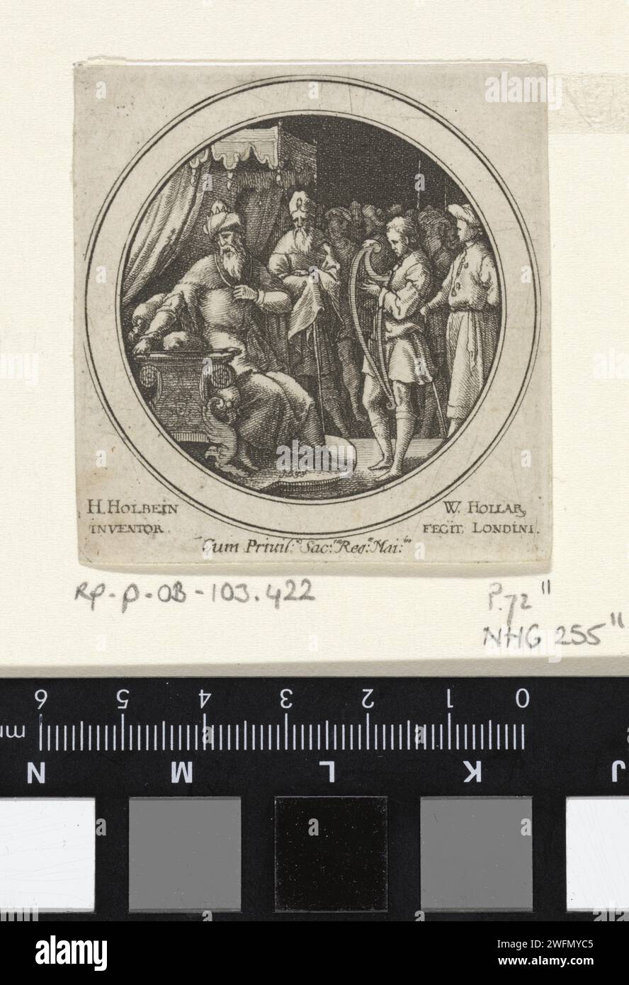David plays Harp for Saul, Wenceslaus Hollar, after Hans Holbein (II ...