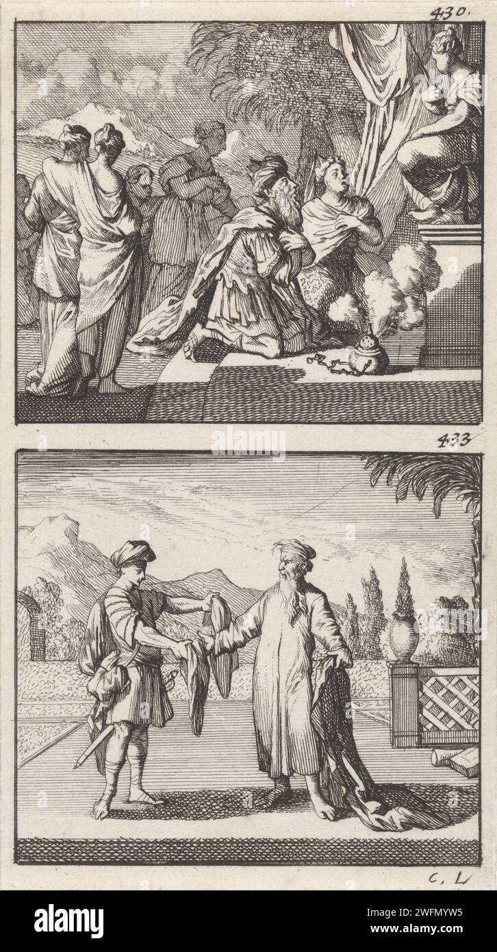 Idolatry by Solomon / Ahias tears his new cloak in twelve pieces ...