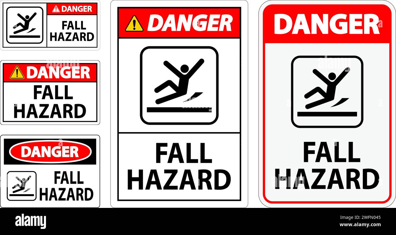 Danger Sign, Fall Hazard Stock Vector Image & Art - Alamy