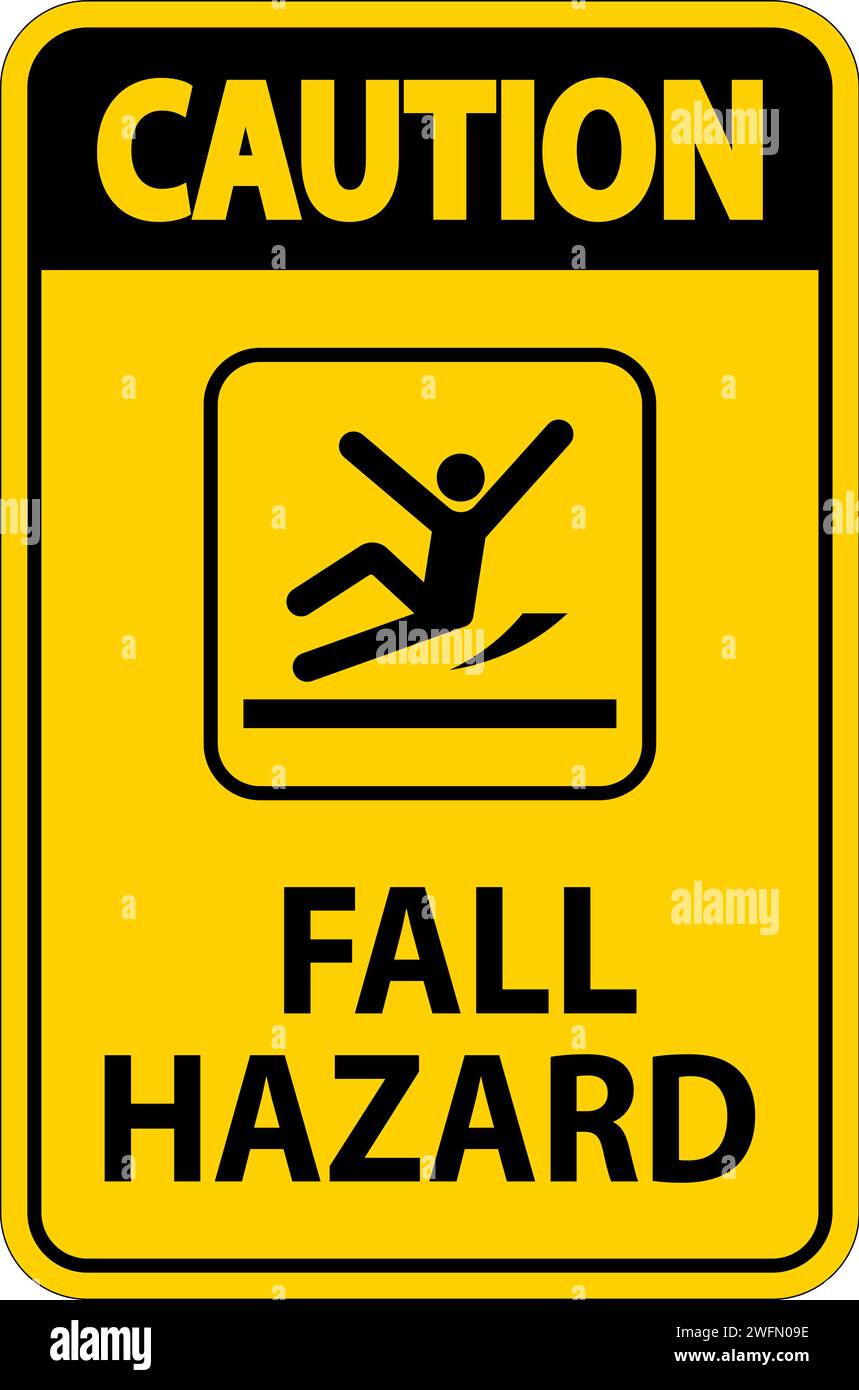 Caution Sign, Fall Hazard Stock Vector Image & Art - Alamy