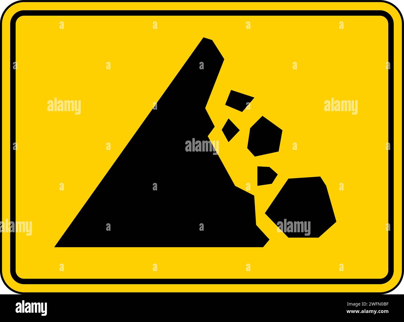 Caution Falling Rocks Sign Stock Vector Image & Art - Alamy