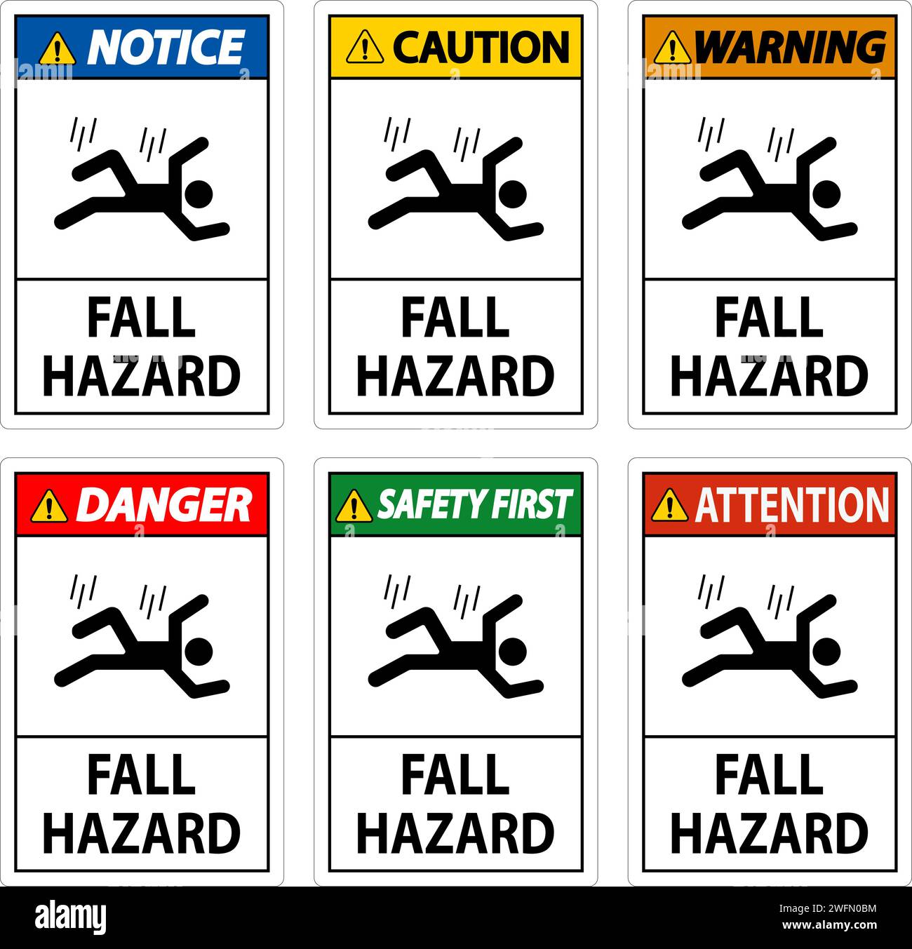 Caution Sign, Fall Hazard Stock Vector Image & Art - Alamy