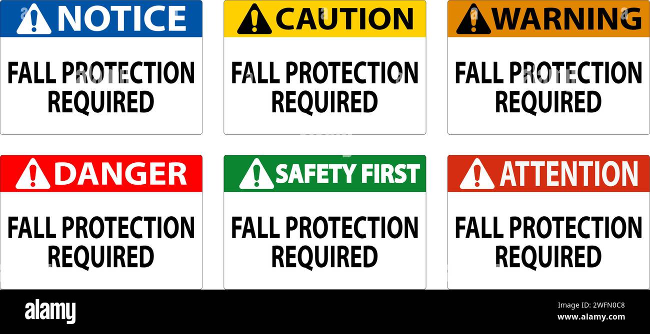 Danger Sign, Fall Protection Required Stock Vector Image & Art - Alamy