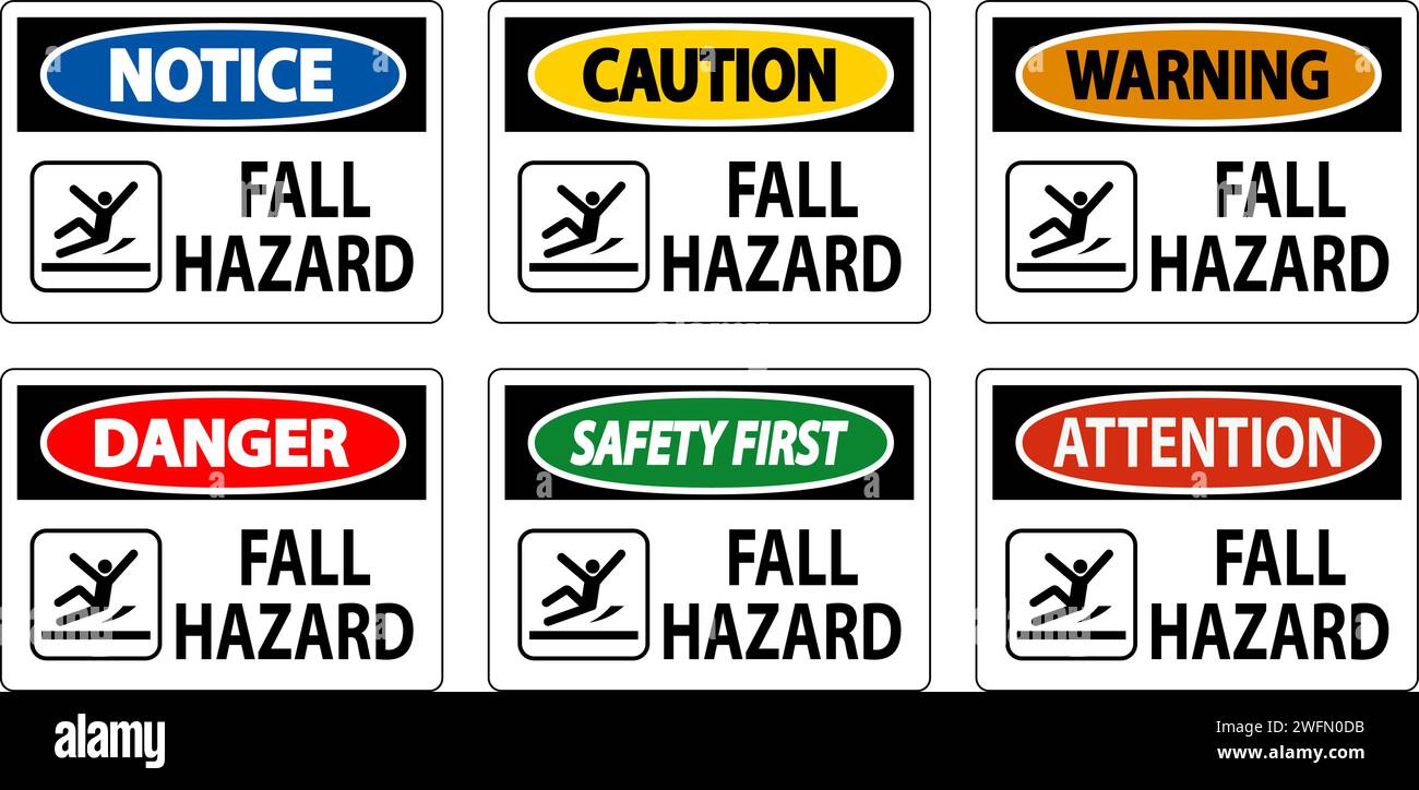 Caution Sign, Fall Hazard Stock Vector Image & Art - Alamy
