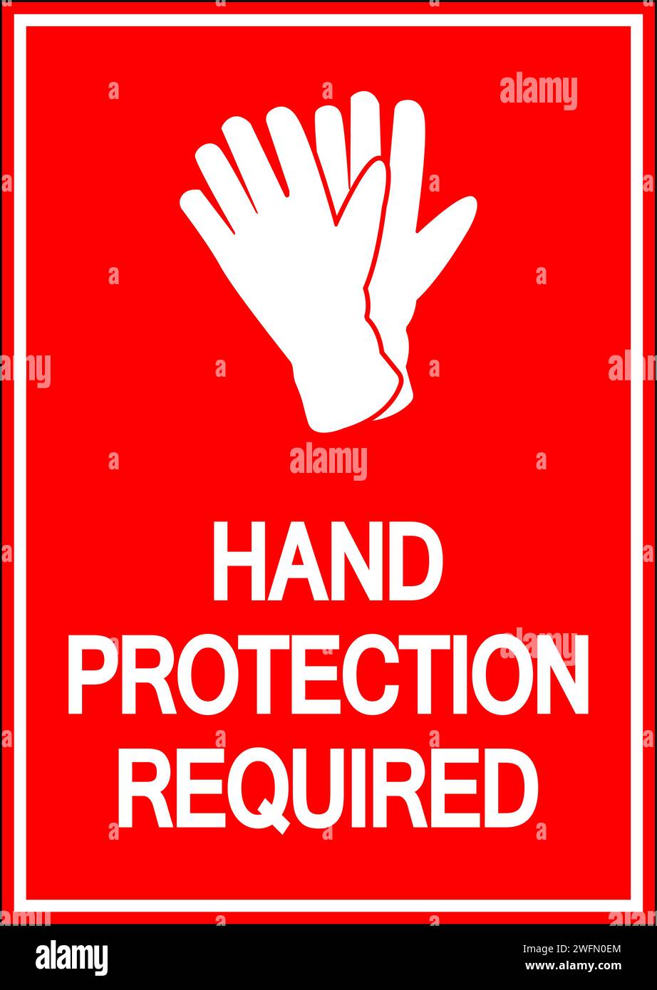 Caution Hand Protection Required Sign Stock Vector Image & Art - Alamy