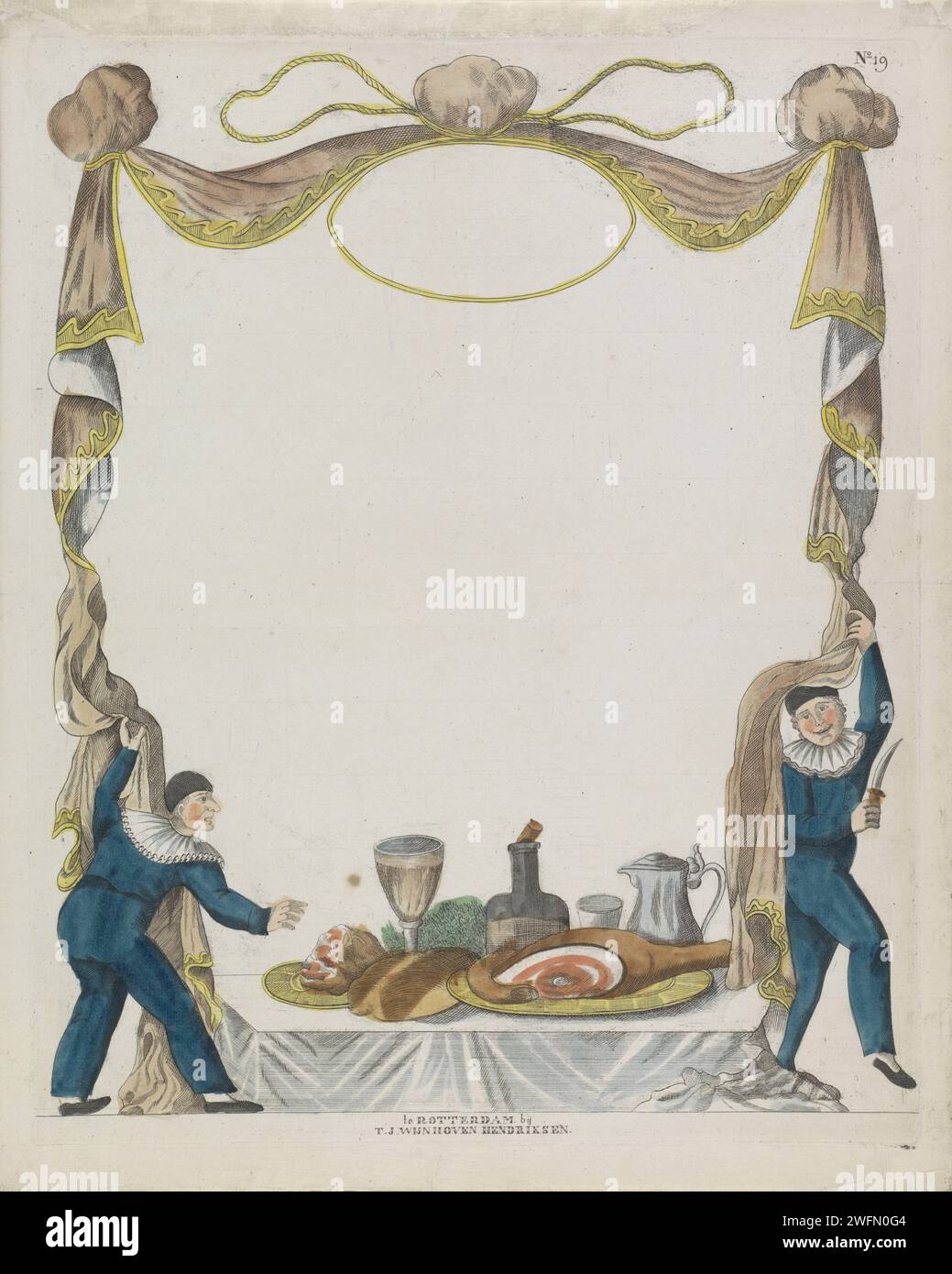 Wish letter with two clowns at a set table, 1812 - 1849 print Wish ...