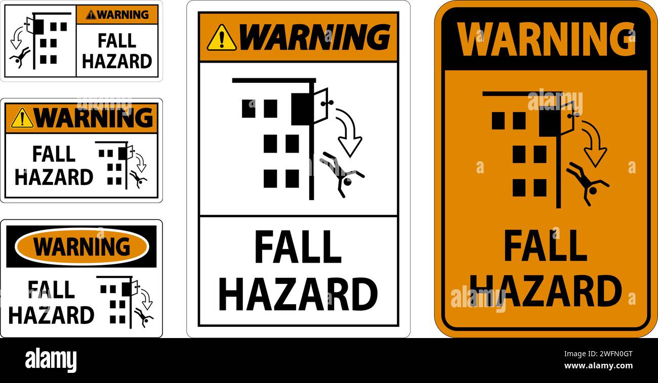Warning Sign, Fall Hazard Stock Vector Image & Art - Alamy
