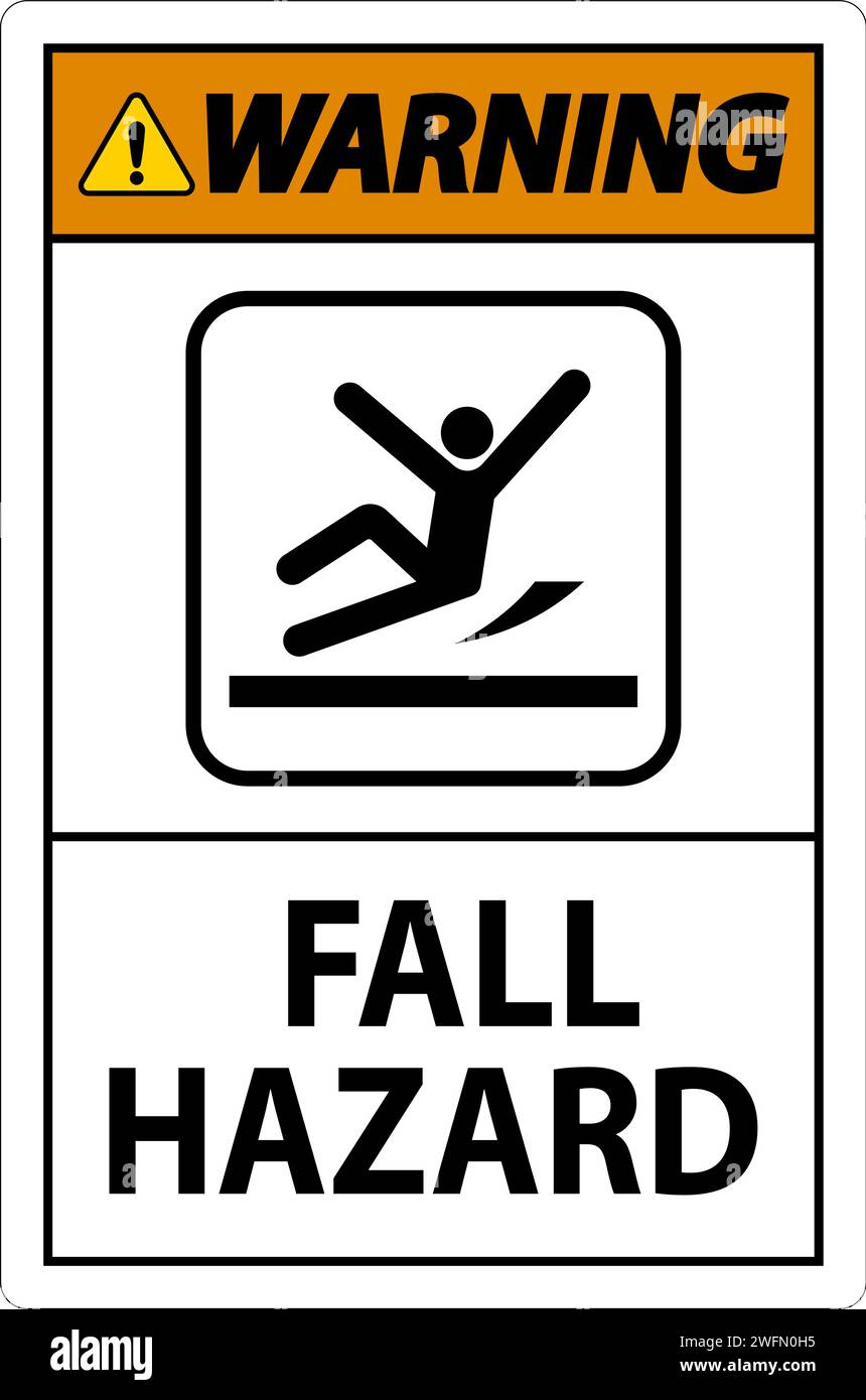 Warning Sign, Fall Hazard Stock Vector Image & Art - Alamy