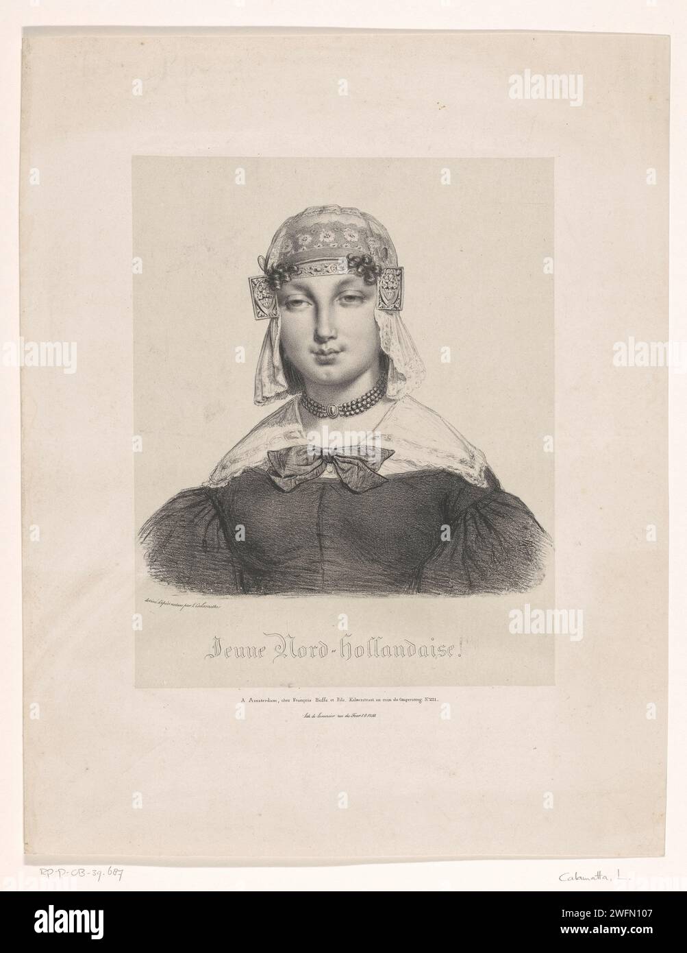 Portrait of a young North Holland woman, Luigi Calamatta, 1811 - 1869 ...