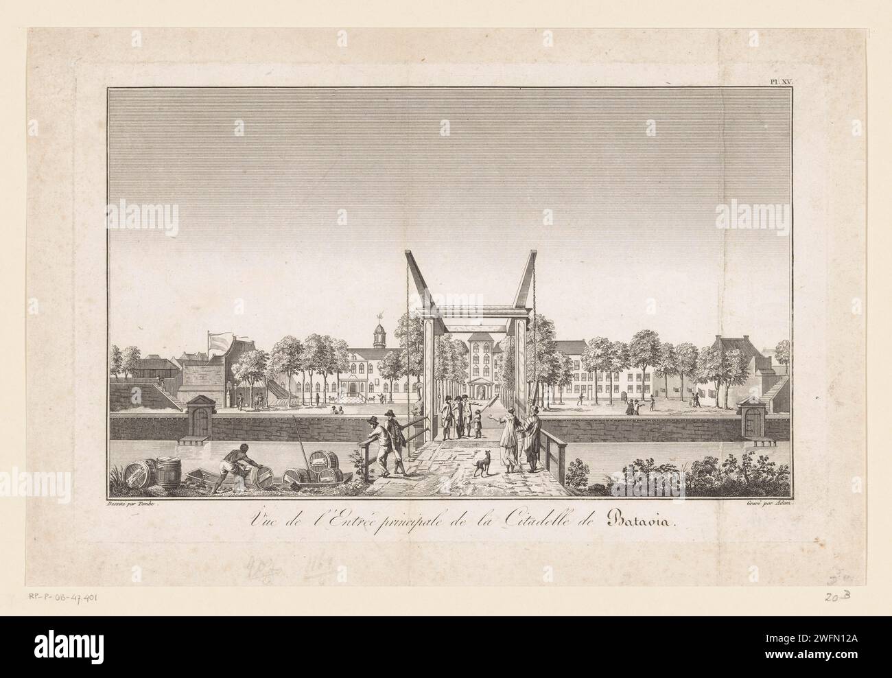 View of the Castle of Batavia from a drawbridge, Adam (print maker ...
