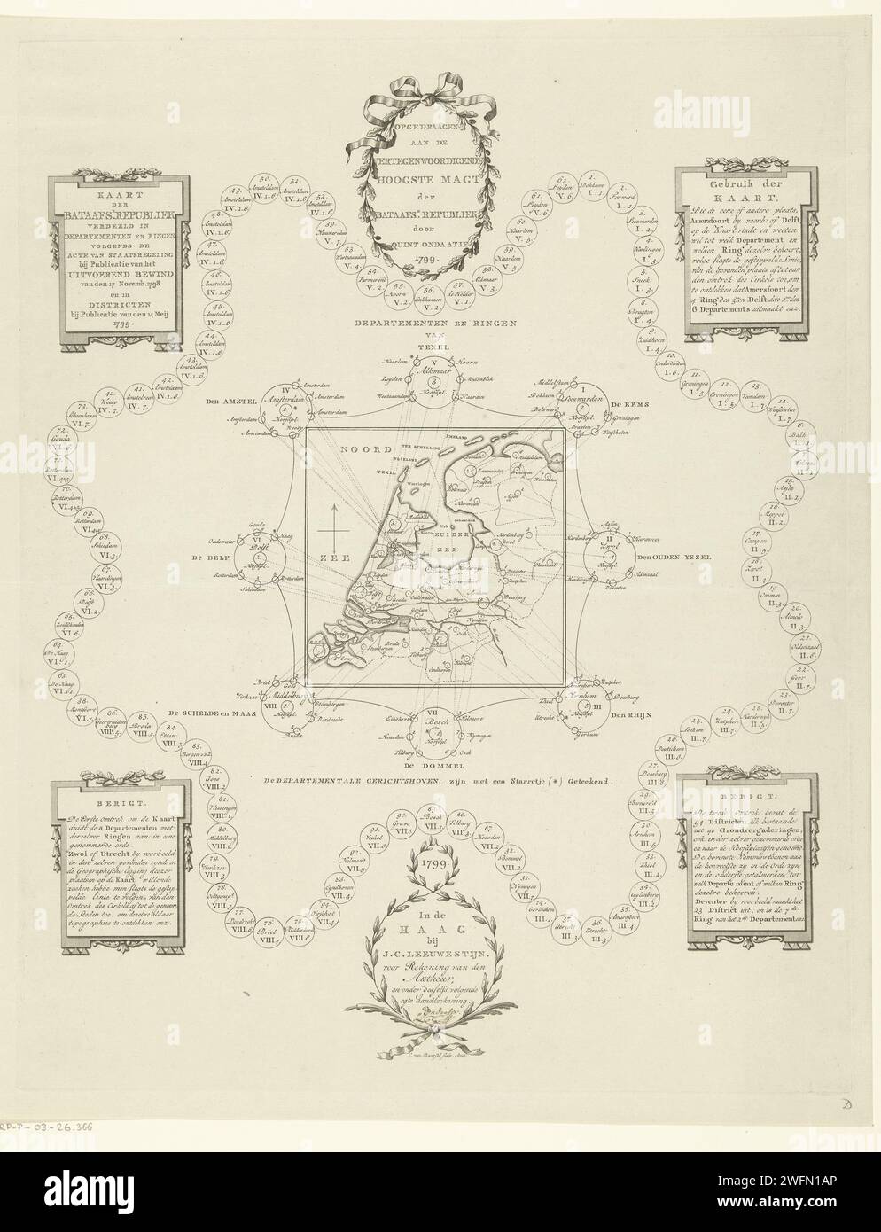 Map of the Batavian Republic divided into administrative regions ...