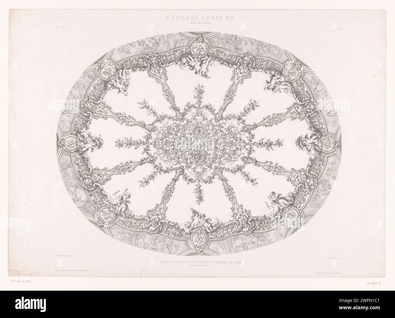 Ceiling of the Oval Salon by the Princess of Rohan in Hôtel de Soubise ...