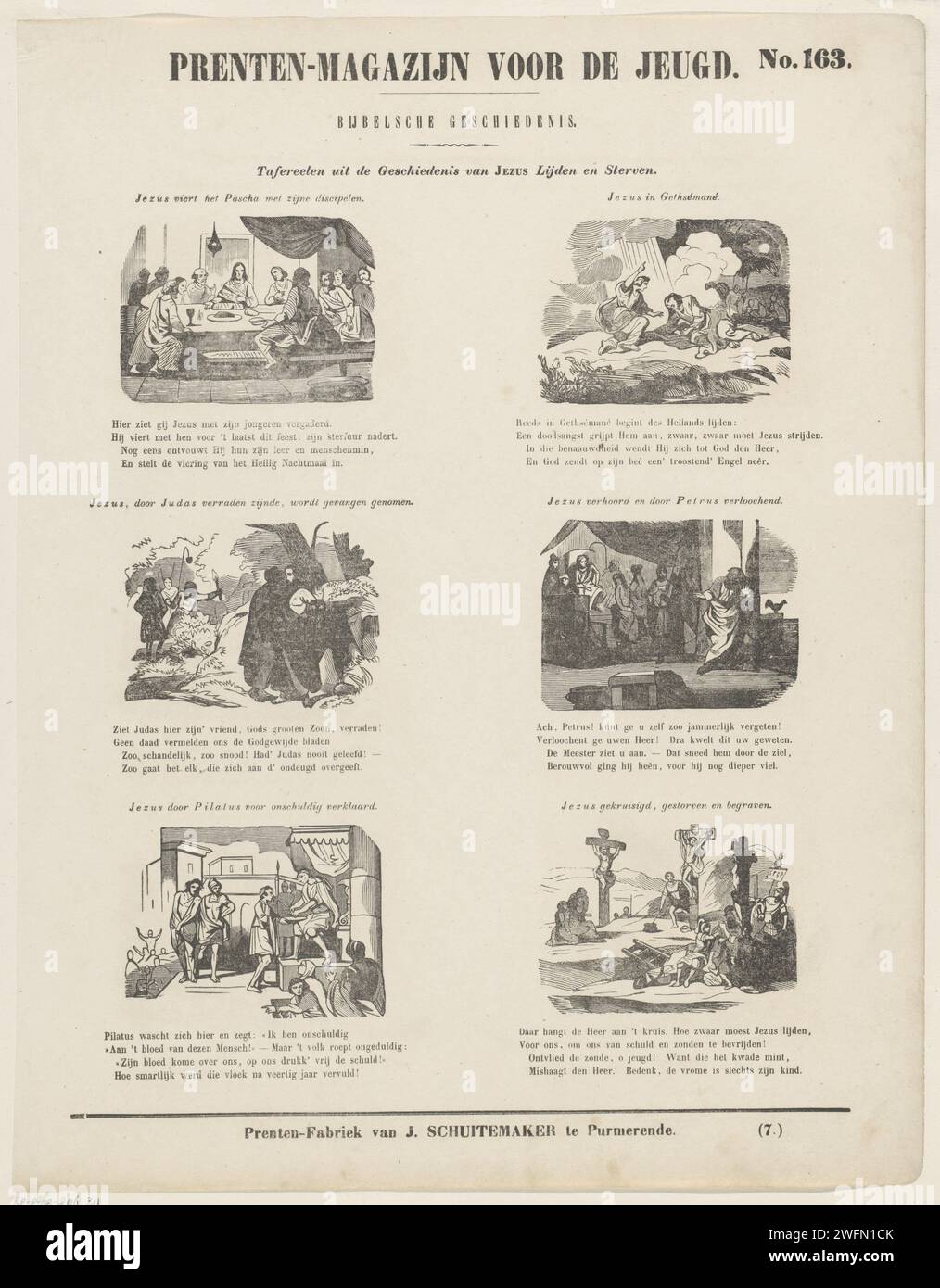 Scenes from the history of Jesus suffering and dying, 1850 print Leaf ...